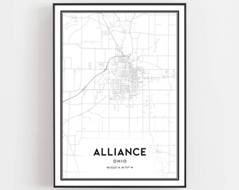 Alliance Map Print, Alliance Map Poster Wall Art, Oh City Map, Ohio ...