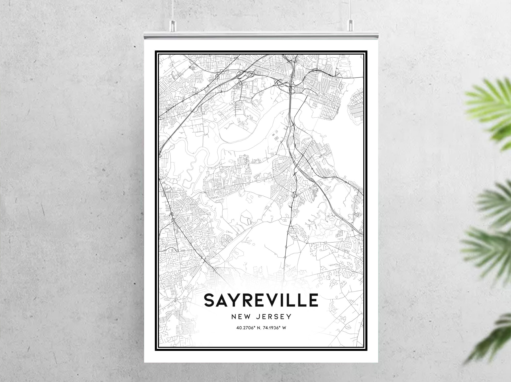 Sayreville Map Print Sayreville Map Poster Wall Art Nj City - Etsy