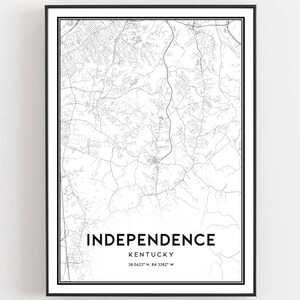 Independence Map Print, Independence Map Poster Wall Art, Ky City Map ...