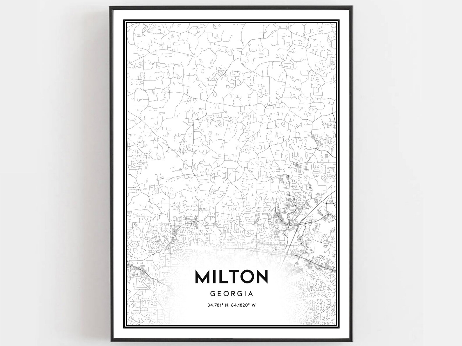 Milton Map Print Milton Map Poster Wall Art Ga City Map | Etsy