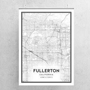 Fullerton Map Print, Fullerton Map Poster Wall Art, Ca City Map ...