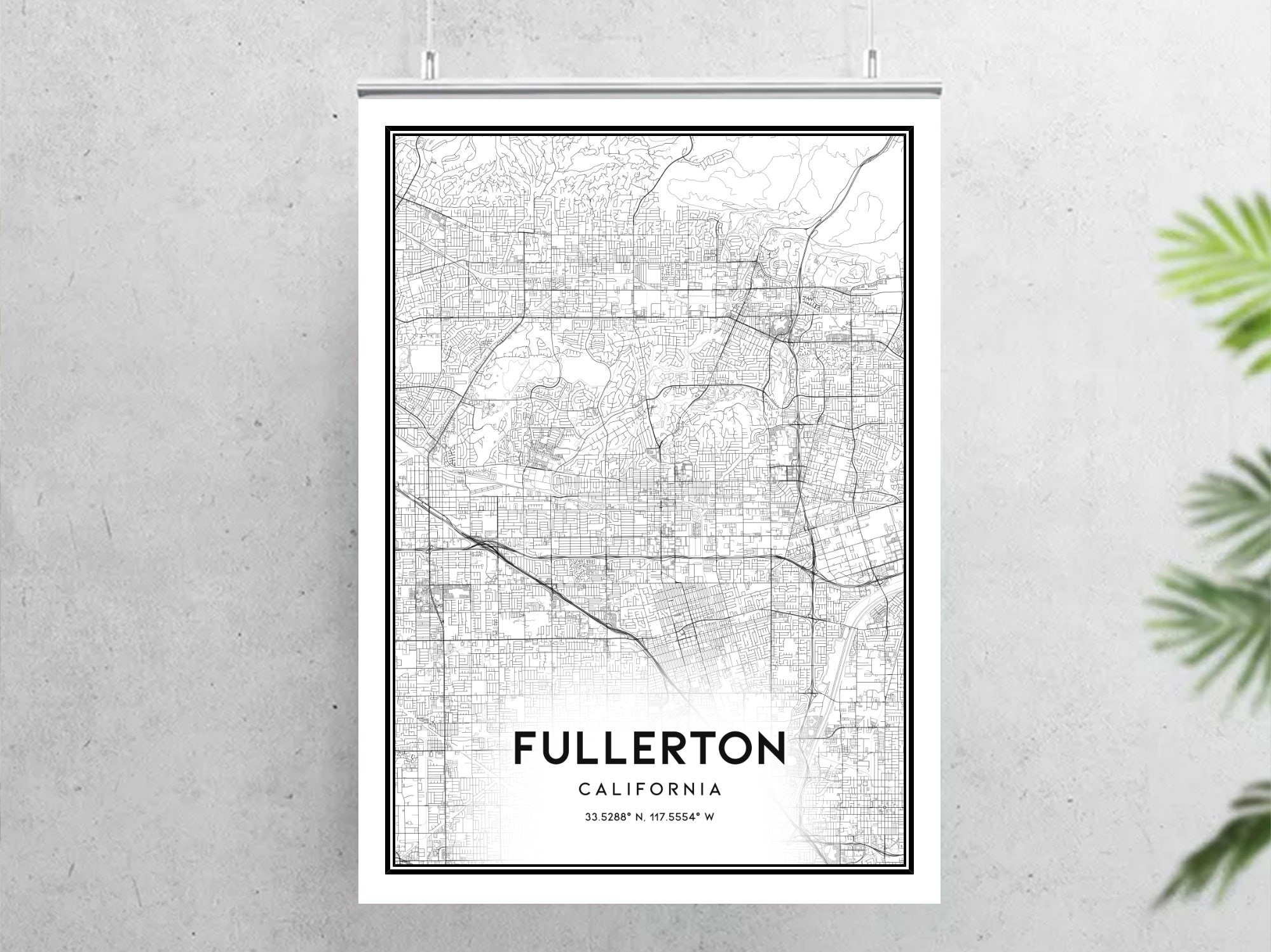 Fullerton Map Print Fullerton Map Poster Wall Art Ca City | Etsy