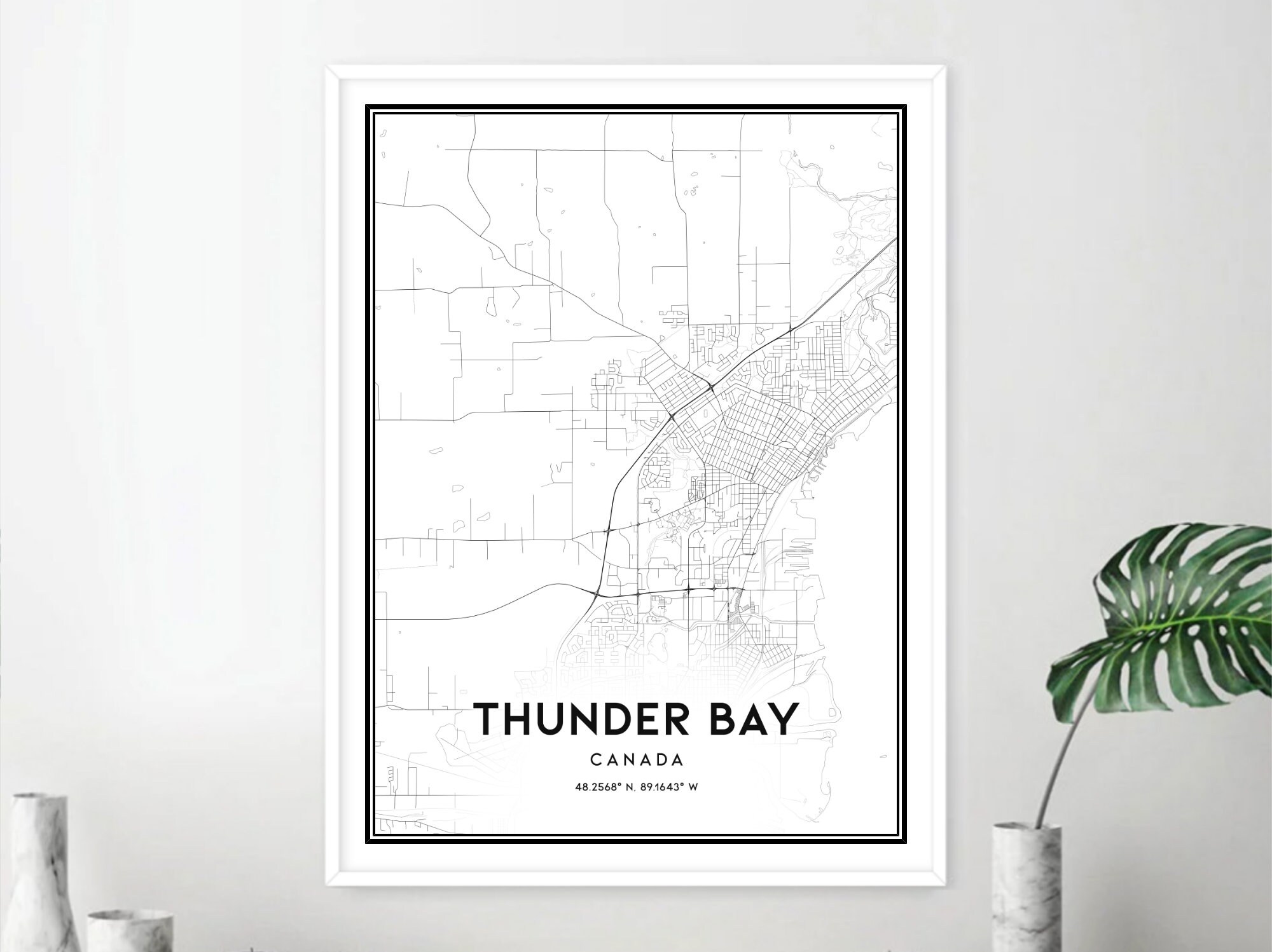 Thunder Bay Map Print Thunder Bay Map Poster Wall Art | Etsy
