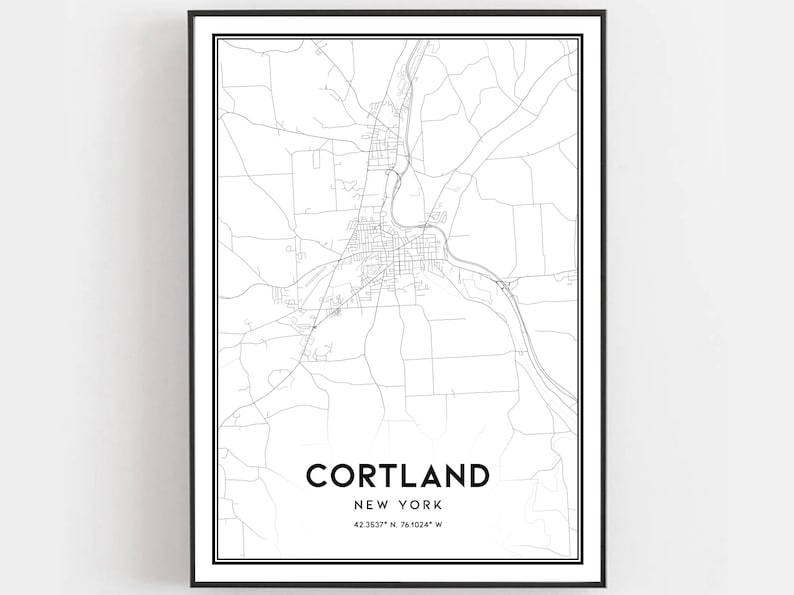 Cortland Map Print Cortland Map Poster Wall Art Ny City Map - Etsy