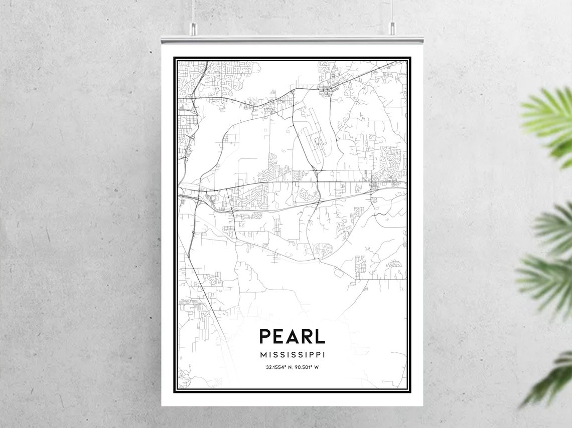 Pearl Map Print Pearl Map Poster Wall Art Ms City Map - Etsy