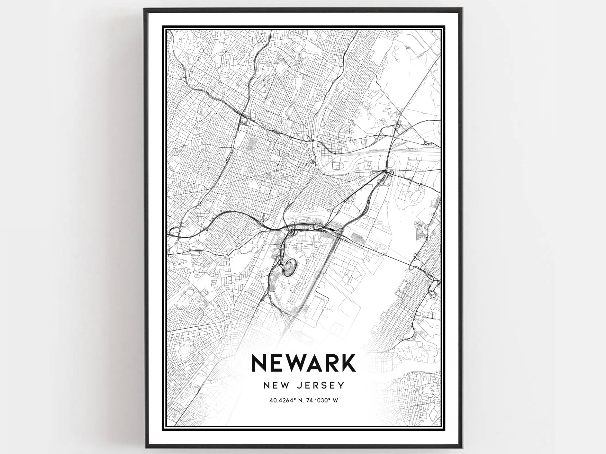 Newark Map Print Newark Map Poster Wall Art Nj City Map New | Etsy