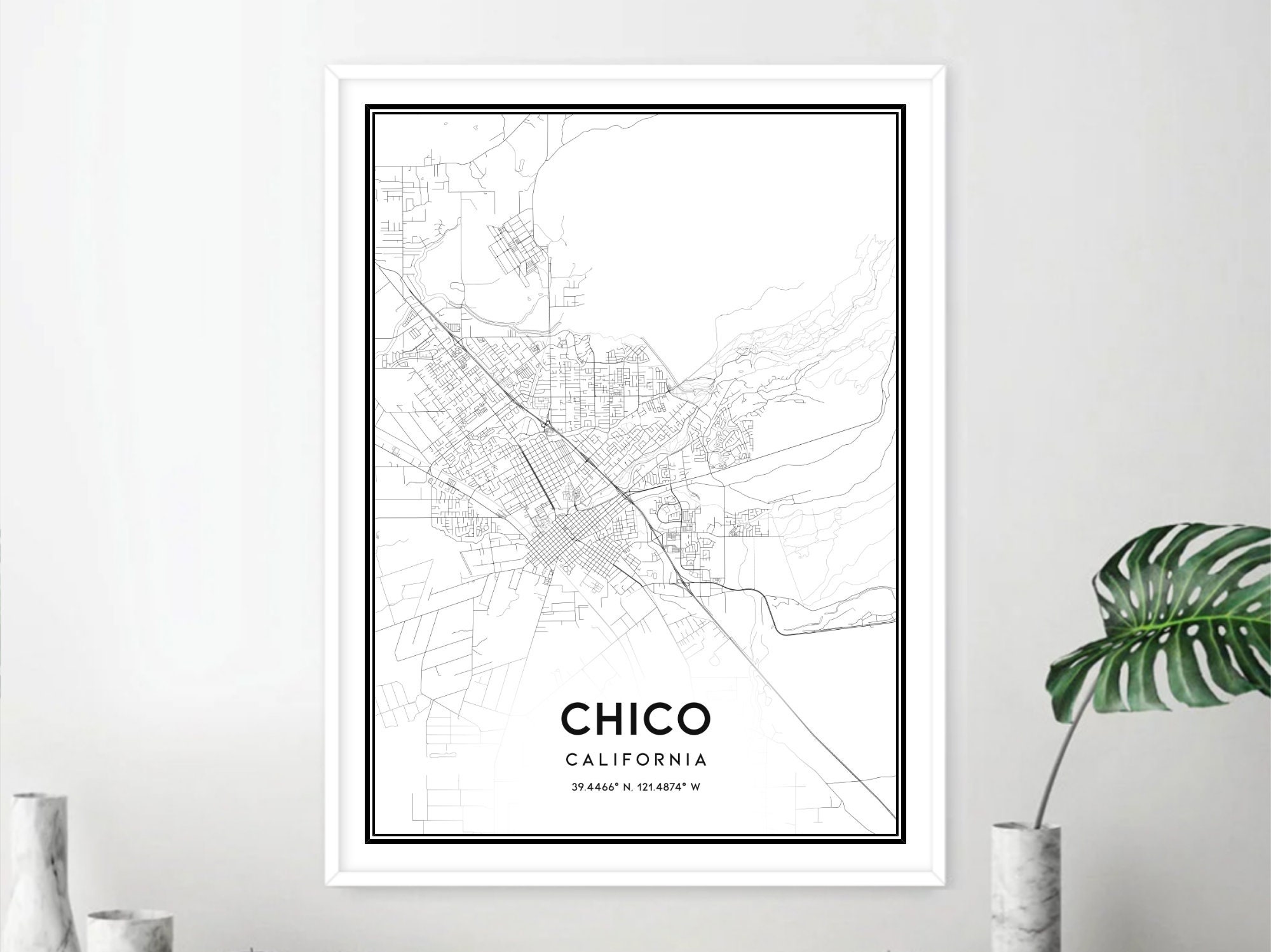 Chico Map Print Chico Map Poster Wall Art Ca City Map - Etsy