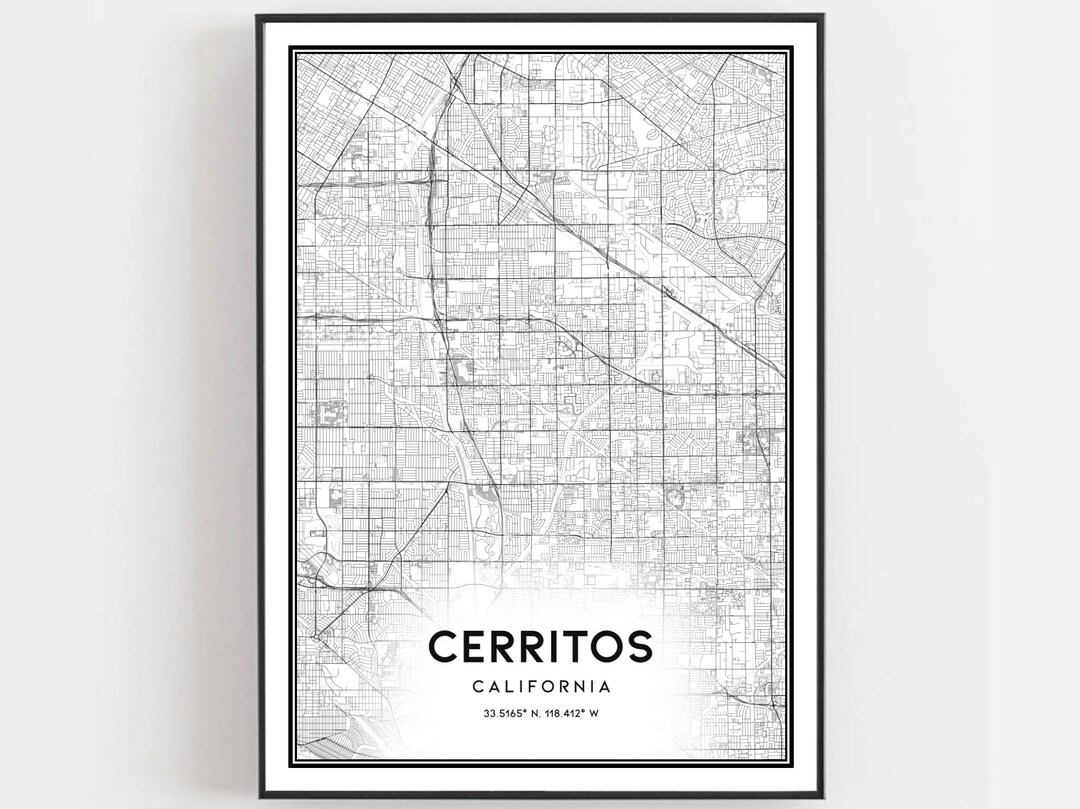 Cerritos Map Print, Cerritos Map Poster Wall Art, Ca City Map ...