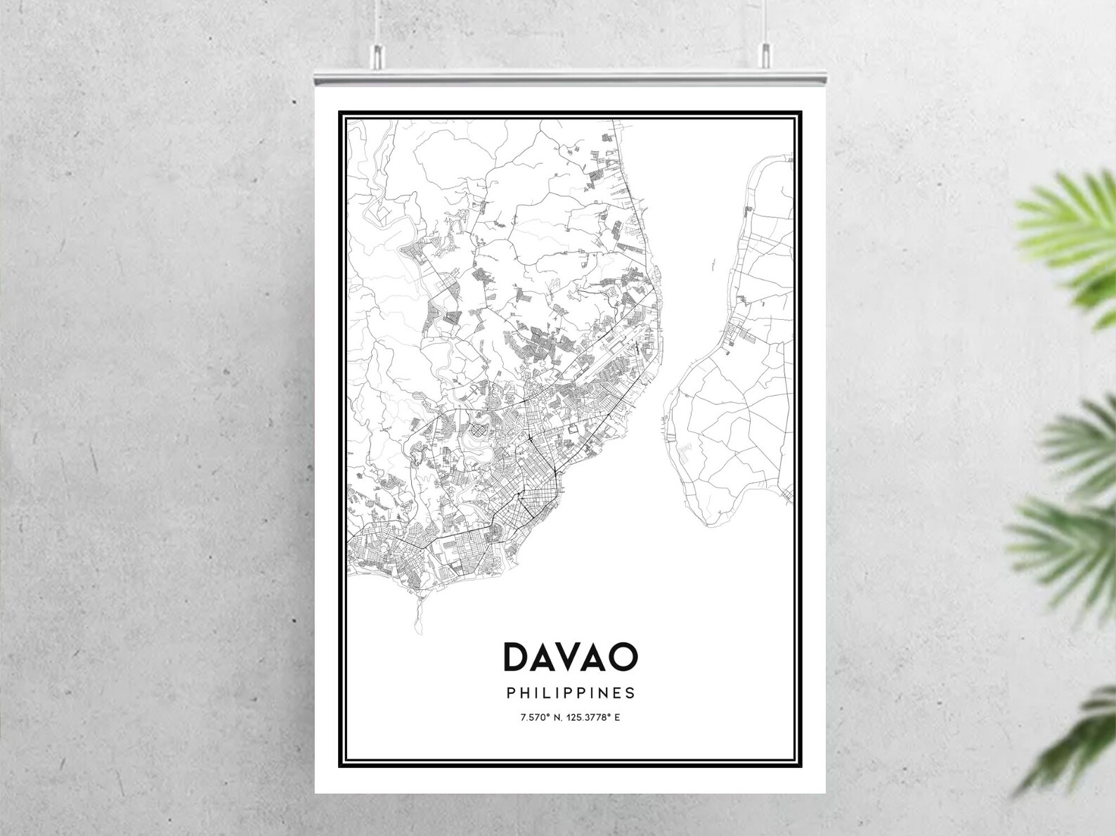 Davao Map Print, Davao Map Poster Wall Art, Davao City Map, Davao Print ...