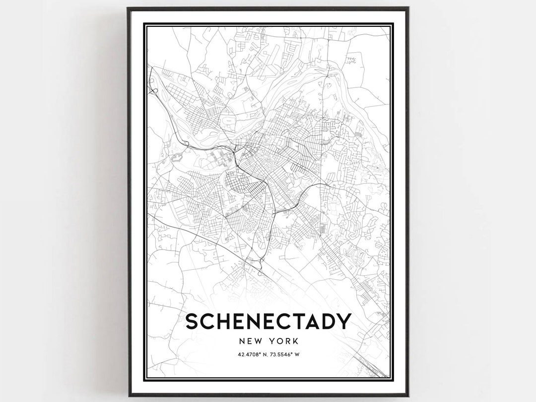 Schenectady Map Print, Schenectady Map Poster Wall Art, Ny City Map ...