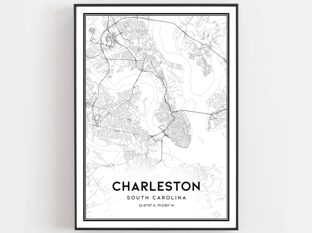 Charleston Map Print, Charleston Map Poster Wall Art, Sc City Map ...