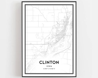 Clinton Map Print, Clinton Map Poster Wall Art, Ms City Map ...