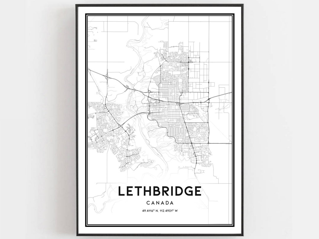 Lethbridge Map Print, Lethbridge Map Poster Wall Art, Lethbridge City ...