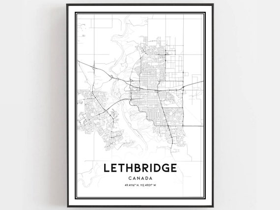 Lethbridge Map Print Lethbridge Map Poster Wall Art | Etsy