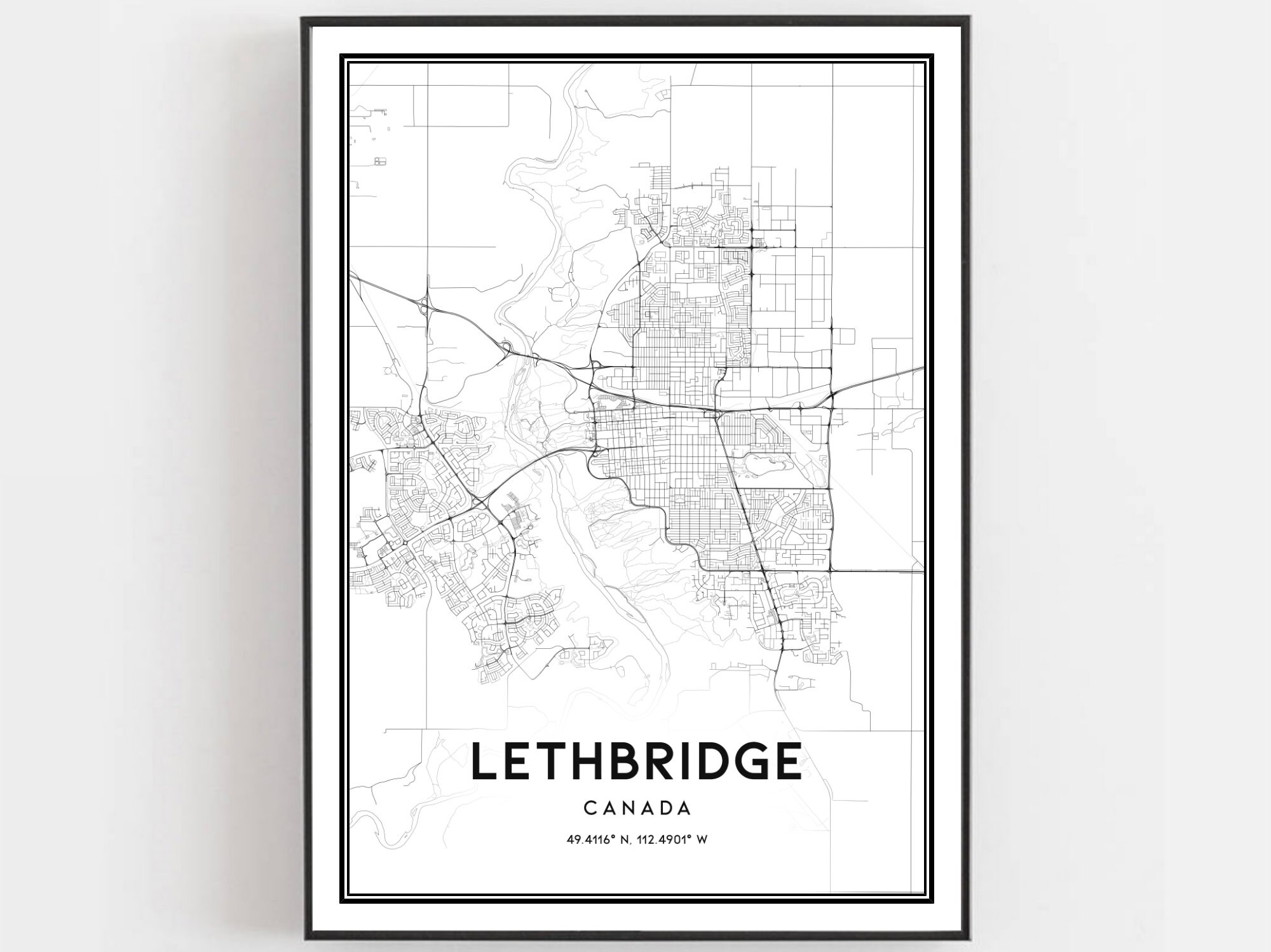 Lethbridge Map Print Lethbridge Map Poster Wall Art | Etsy
