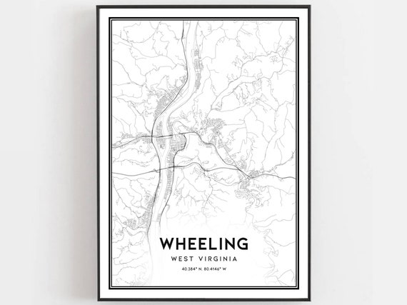 Wheeling Map Print Wheeling Map Poster Wall Art Va City Map | Etsy