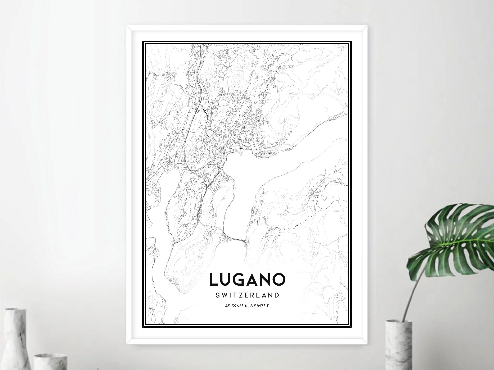 Lugano Map Print Lugano Map Poster Wall Art Lugano City | Etsy