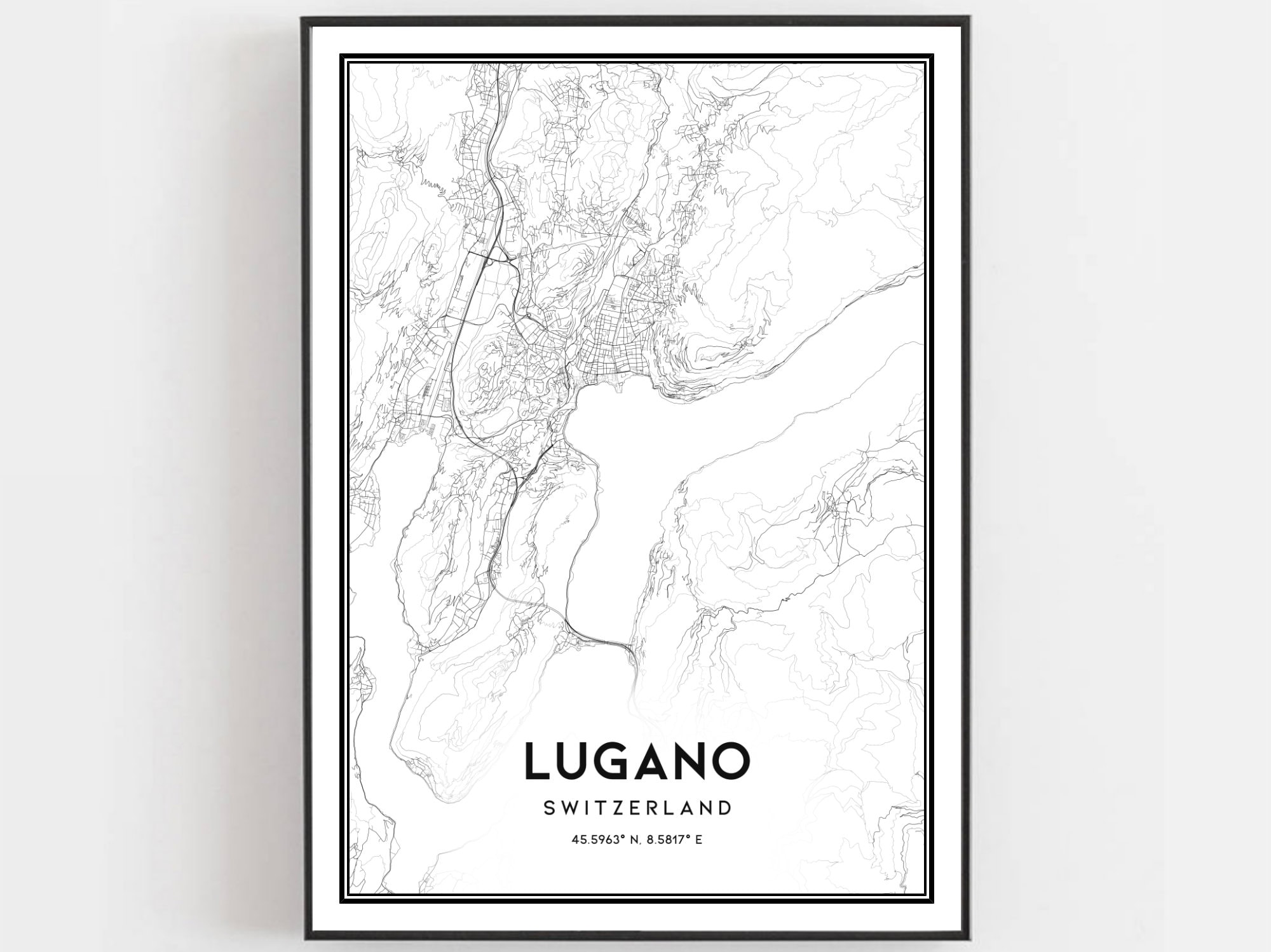 Lugano Map Print Lugano Map Poster Wall Art Lugano City Map - Etsy UK