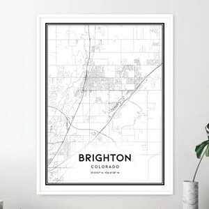 Brighton Map Print, Brighton Map Poster Wall Art, Co City Map, Colorado ...