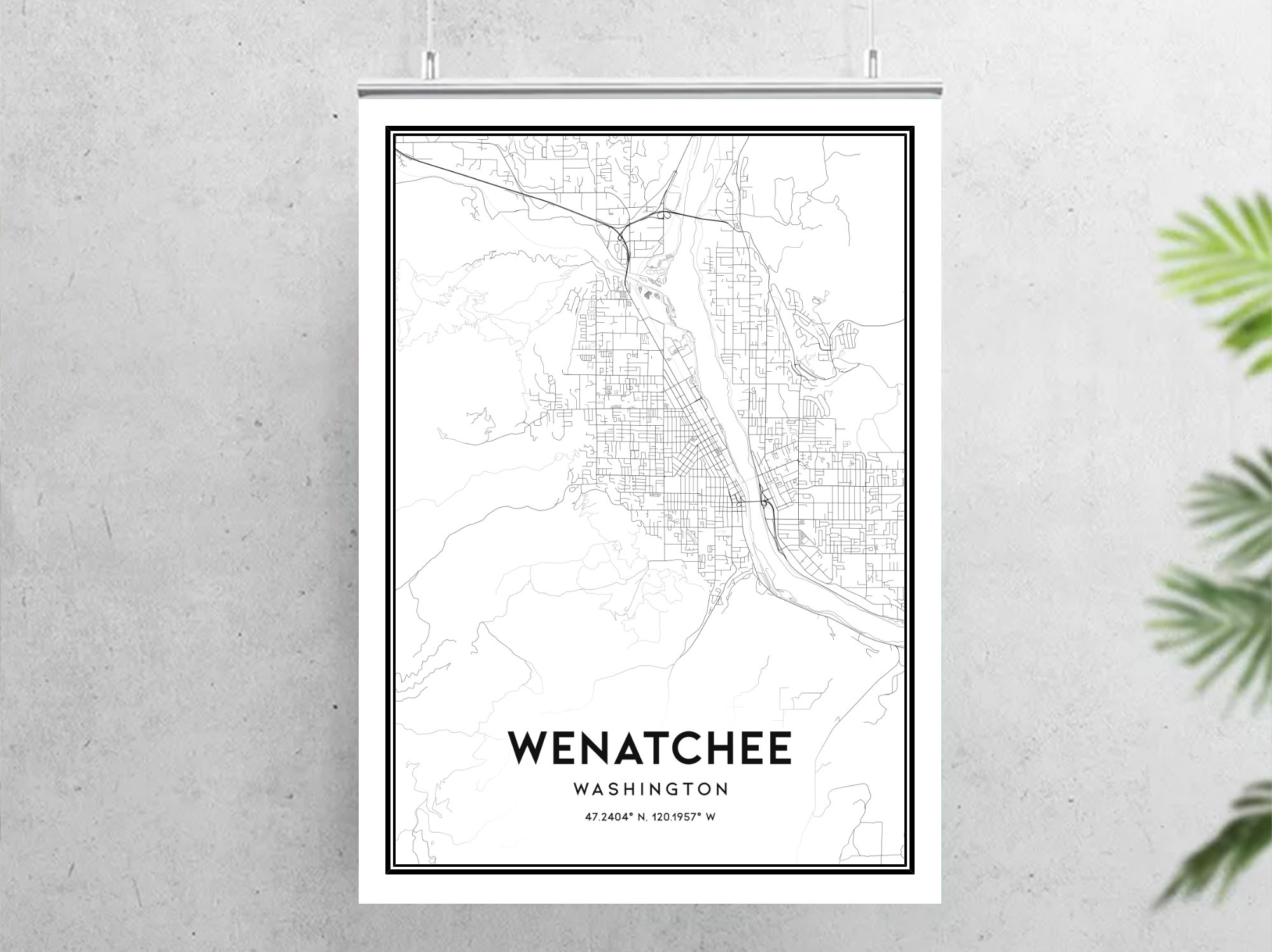 Wenatchee Map Print Wenatchee Map Poster Wall Art Wa City | Etsy