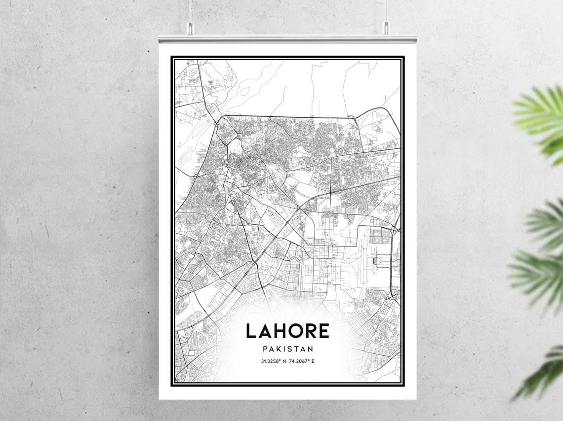 Lahore Map Print, Lahore Map Poster Wall Art, Lahore City Map, Lahore ...