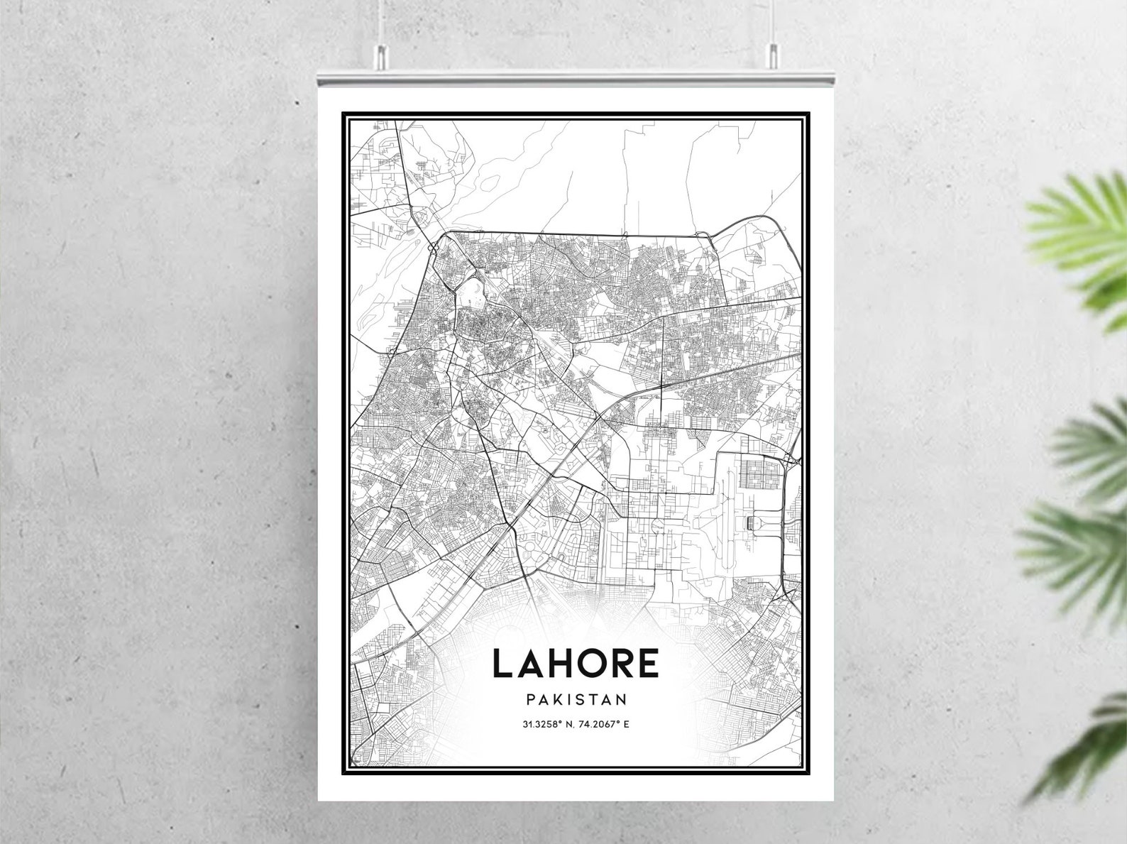 Lahore Map Print Lahore Map Poster Wall Art Lahore City Map | Etsy
