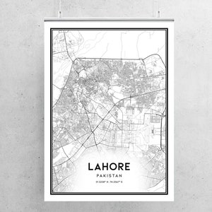 Lahore Map Print, Lahore Map Poster Wall Art, Lahore City Map, Lahore ...