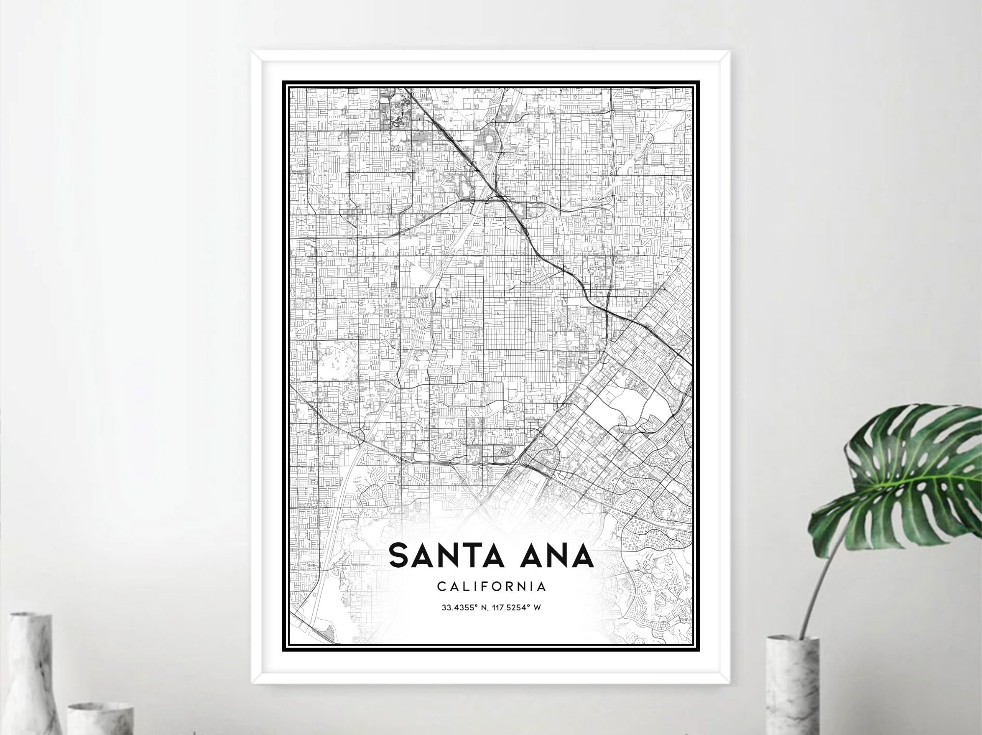Santa Ana Map Print, Santa Ana Map Poster Wall Art, Ca City Map ...