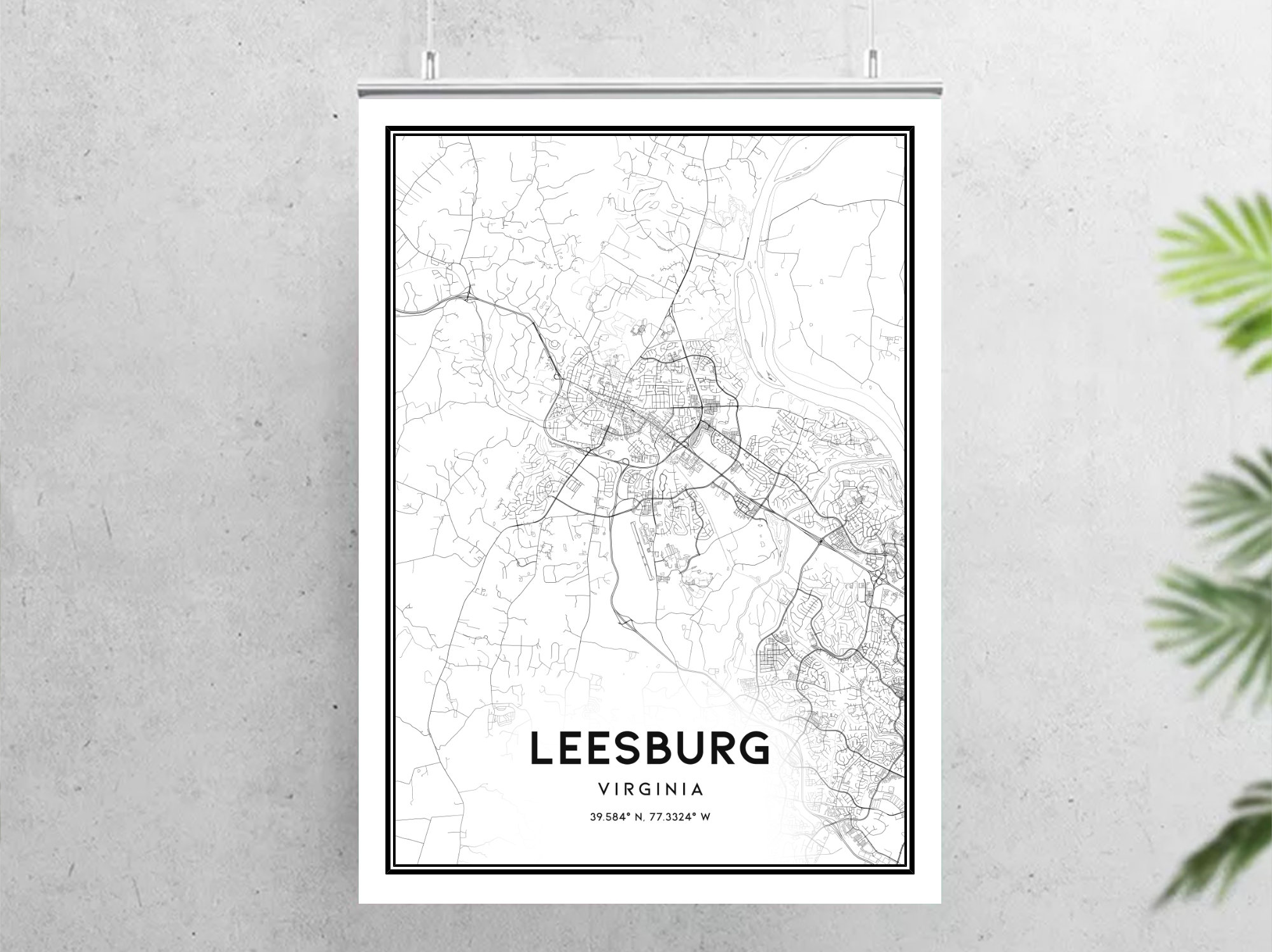 Leesburg Map Print Leesburg Map Poster Wall Art Va City Map - Etsy