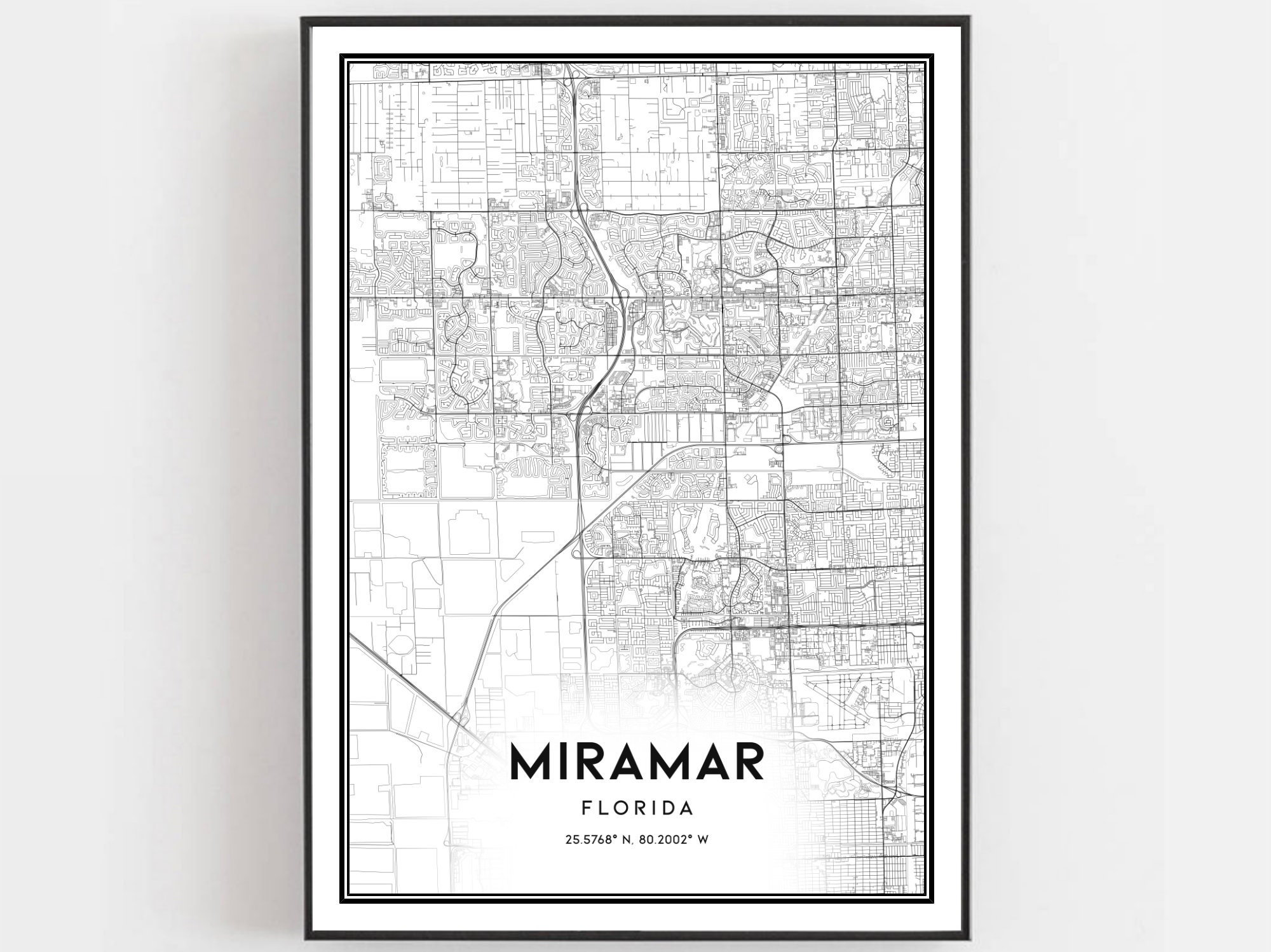 Miramar Map Print Miramar Map Poster Wall Art Fl City Map | Etsy