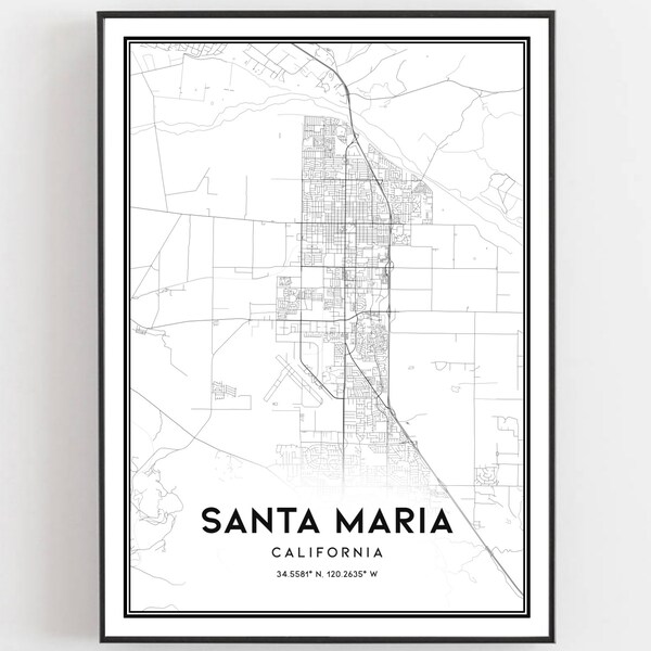 Street Map of Santa Maria - Etsy