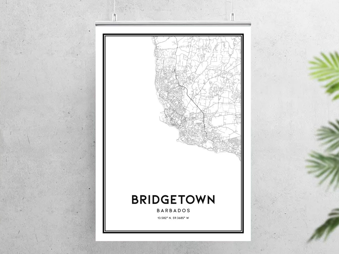 Bridgetown Map Print, Bridgetown Map Poster Wall Art, Bridgetown City ...