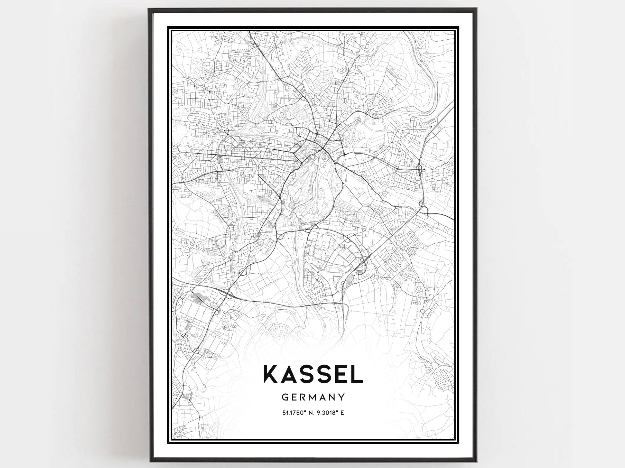 Kassel Map Print Kassel Map Poster Wall Art Kassel City Map | Etsy