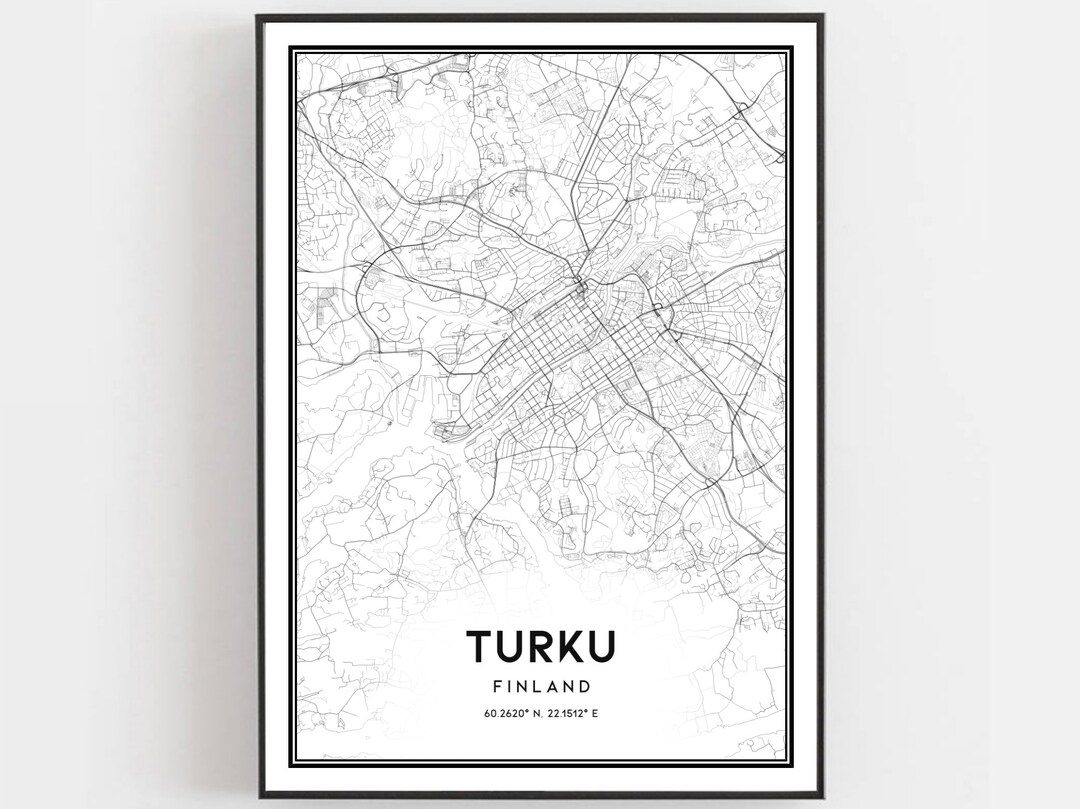 Turku Map Print, Turku Map Poster Wall Art, Turku City Map, Turku Print ...
