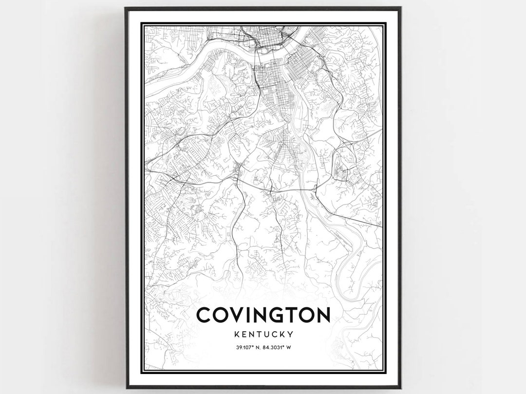 Covington Map Print, Covington Map Poster Wall Art, Ky City Map ...