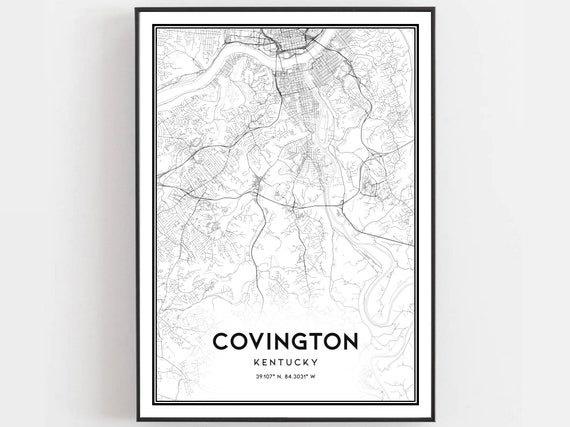 Covington Map Print Covington Map Poster Wall Art Ky City | Etsy