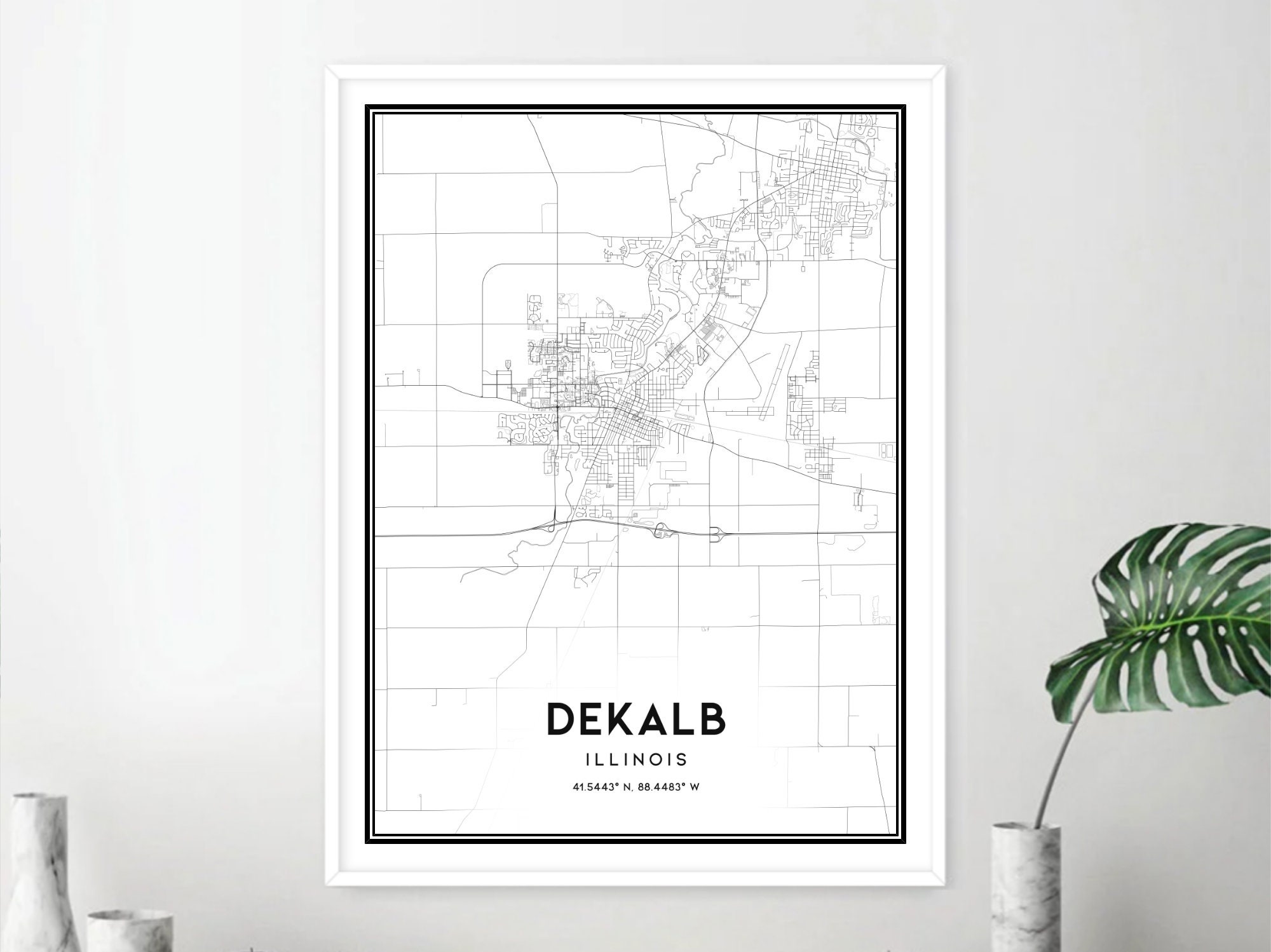Dekalb Map Print Dekalb Map Poster Wall Art Il City Map | Etsy