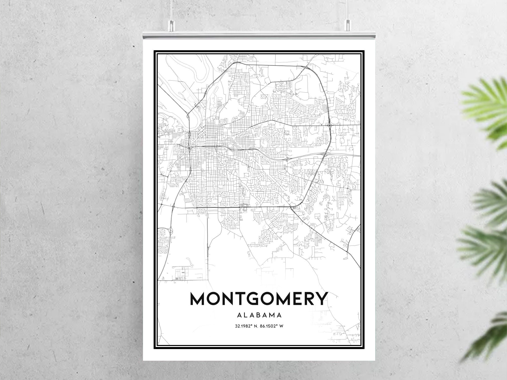 Montgomery Map Print, Montgomery Map Poster Wall Art, Al City Map ...