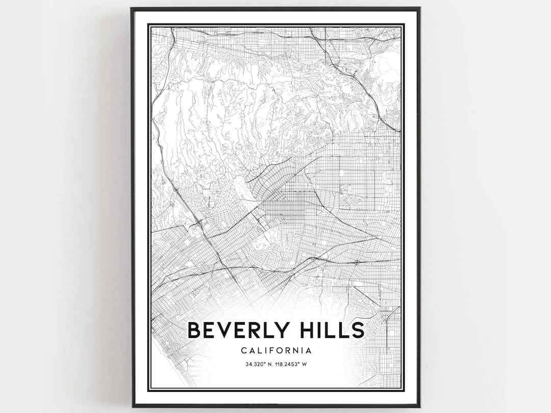Beverly Hills Map Print, Beverly Hills Map Poster Wall Art, Ca City Map ...