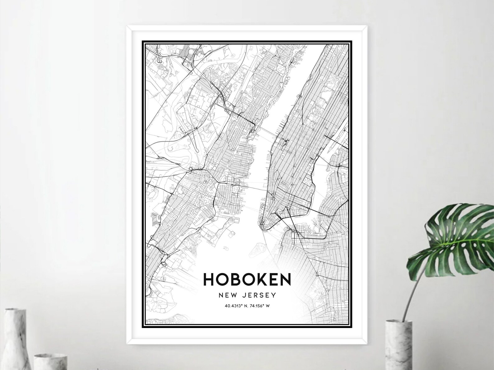 Hoboken Map Print Hoboken Map Poster Wall Art Nj City Map - Etsy
