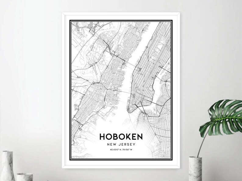 Hoboken Map Print Hoboken Map Poster Wall Art Nj City Map - Etsy