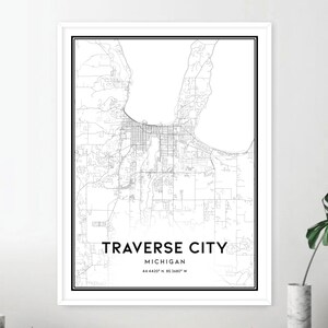 Traverse City Map Print, Traverse City Map Poster Wall Art, Mi City Map ...