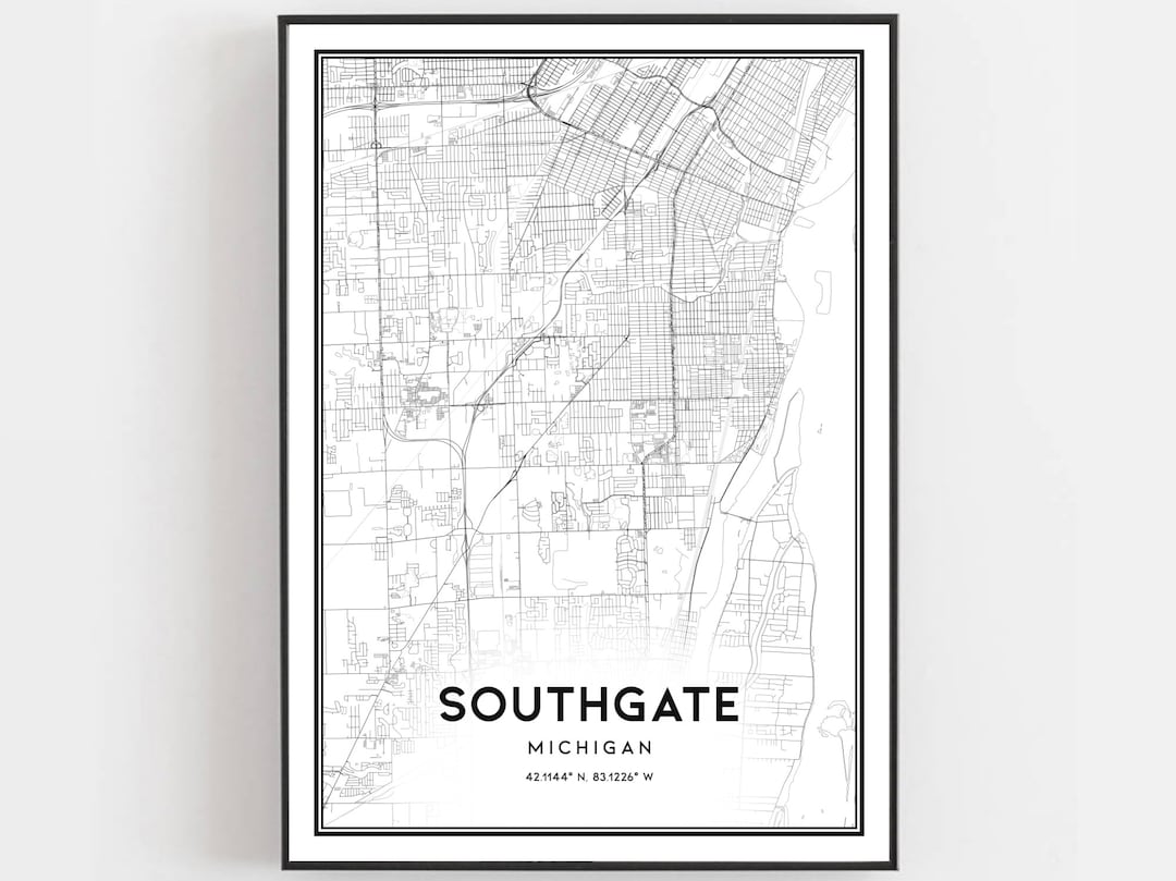Southgate Map Print, Southgate Map Poster Wall Art, Mi City Map ...