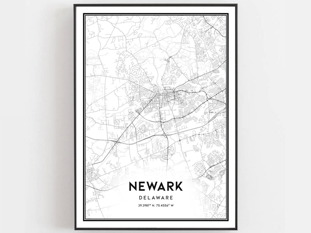 Newark Map Print, Newark Map Poster Wall Art, De City Map, Delaware ...