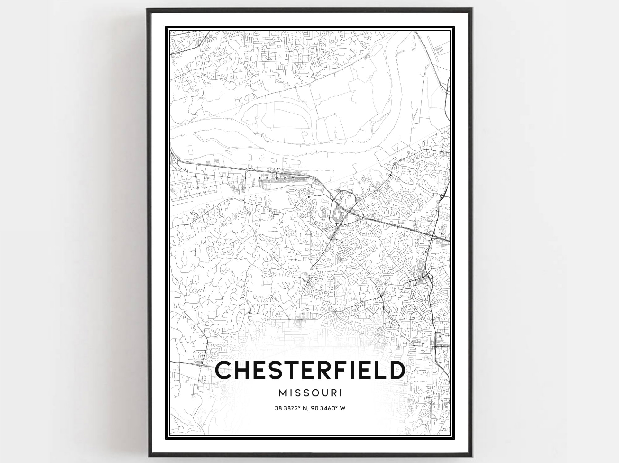 Chesterfield Map Print Chesterfield Map Poster Wall Art Mo | Etsy
