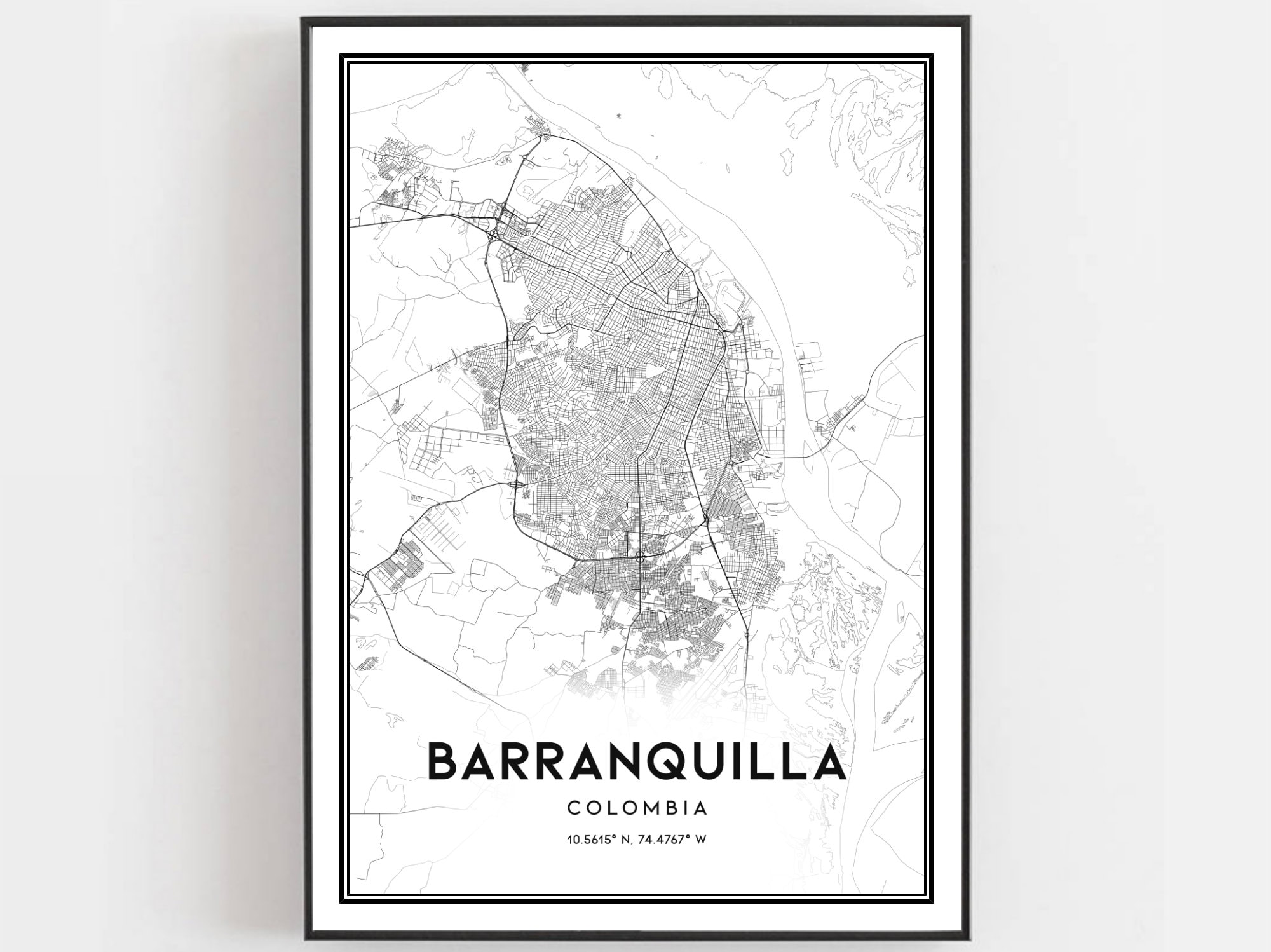 Barranquilla Map Print Barranquilla Map Poster Wall Art - Etsy
