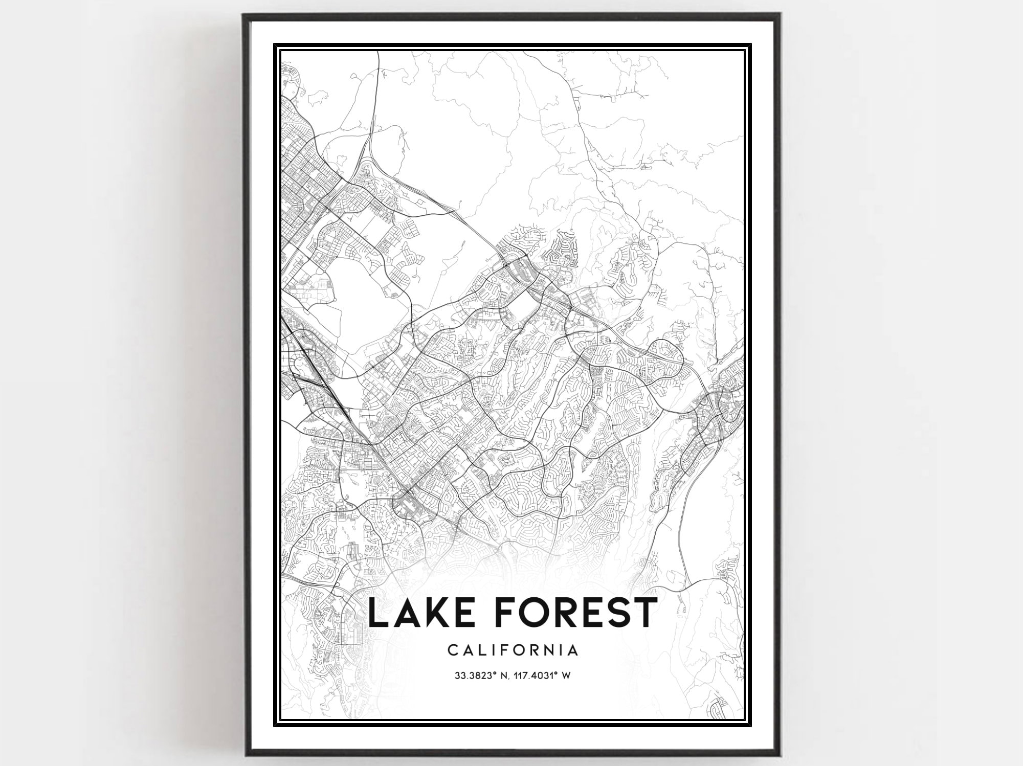 Lake Forest Map Print, Lake Forest Map Poster Wall Art, Ca City Map ...