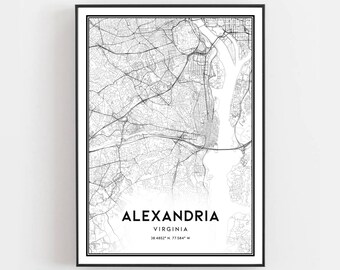 Alexandria Map Print Alexandria Map Poster Wall Art La City | Etsy