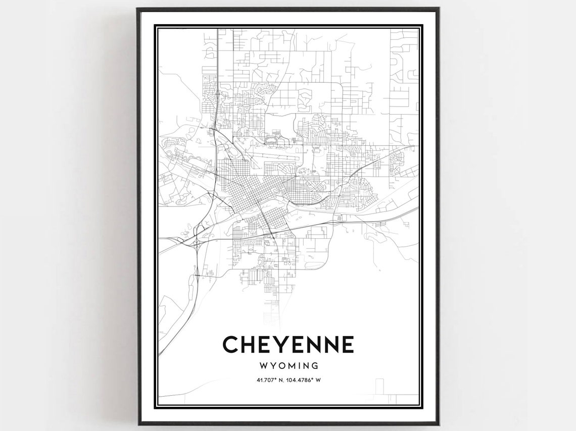 Cheyenne Map Print Cheyenne Map Poster Wall Art Wy City Map | Etsy