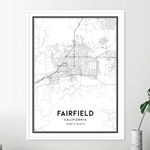Fairfield Map Print, Fairfield Map Poster Wall Art, Ca City Map ...